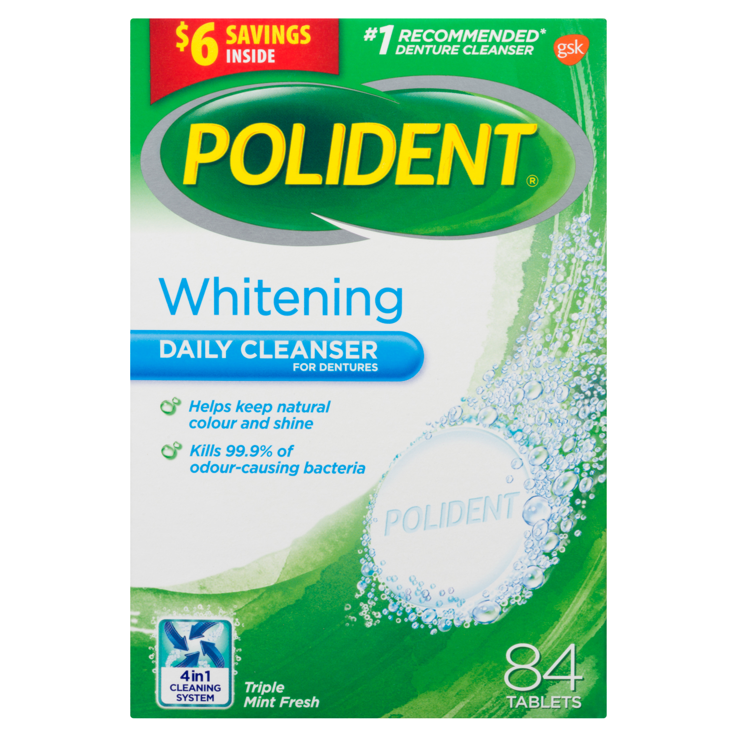 Polident Whitening Triple Mint Fresh, 84 Tablets - WeShine.ca | Health ...
