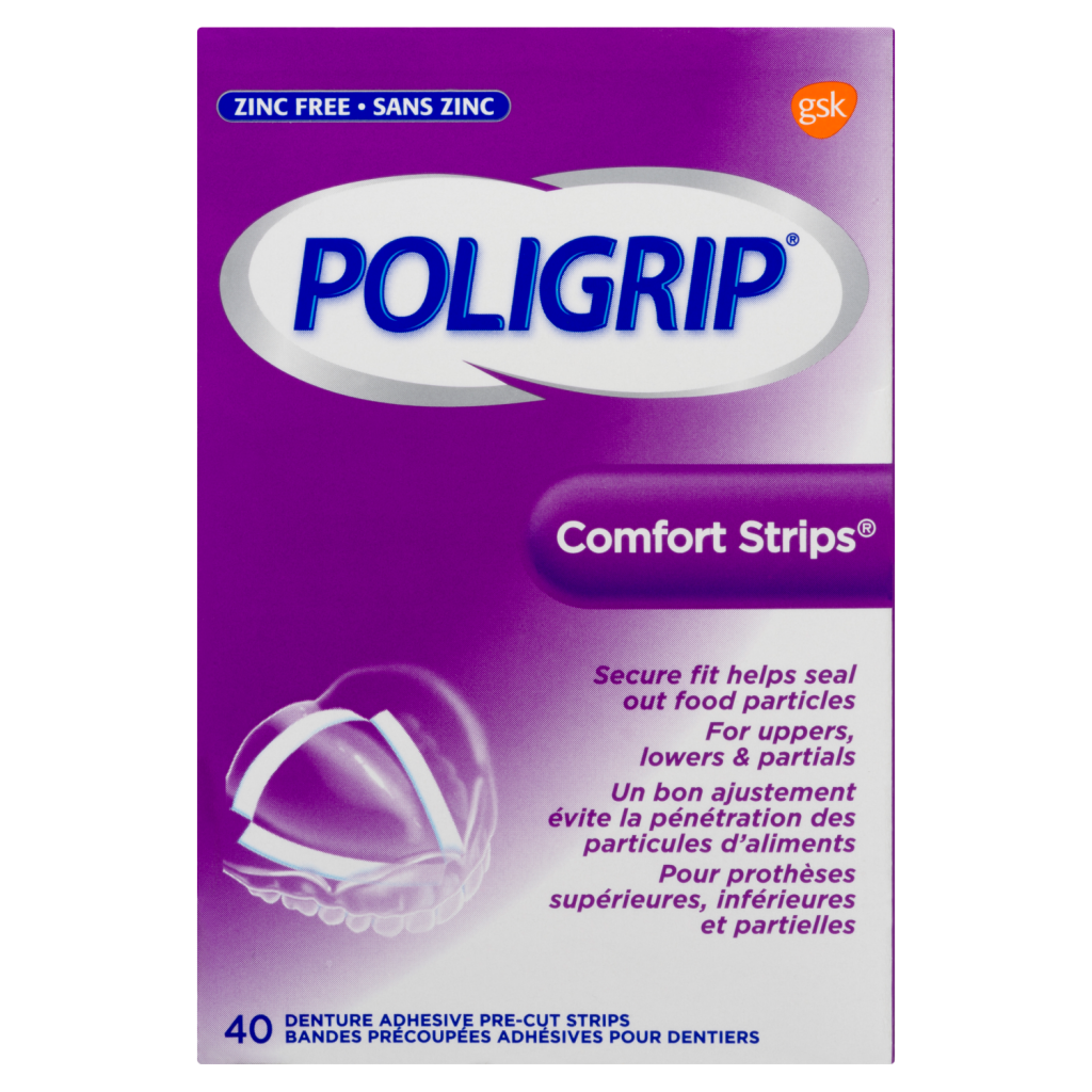 Poligrip Denture Adhesive Comfort Strips, 40 Pre-Cut Strips - WeShine ...