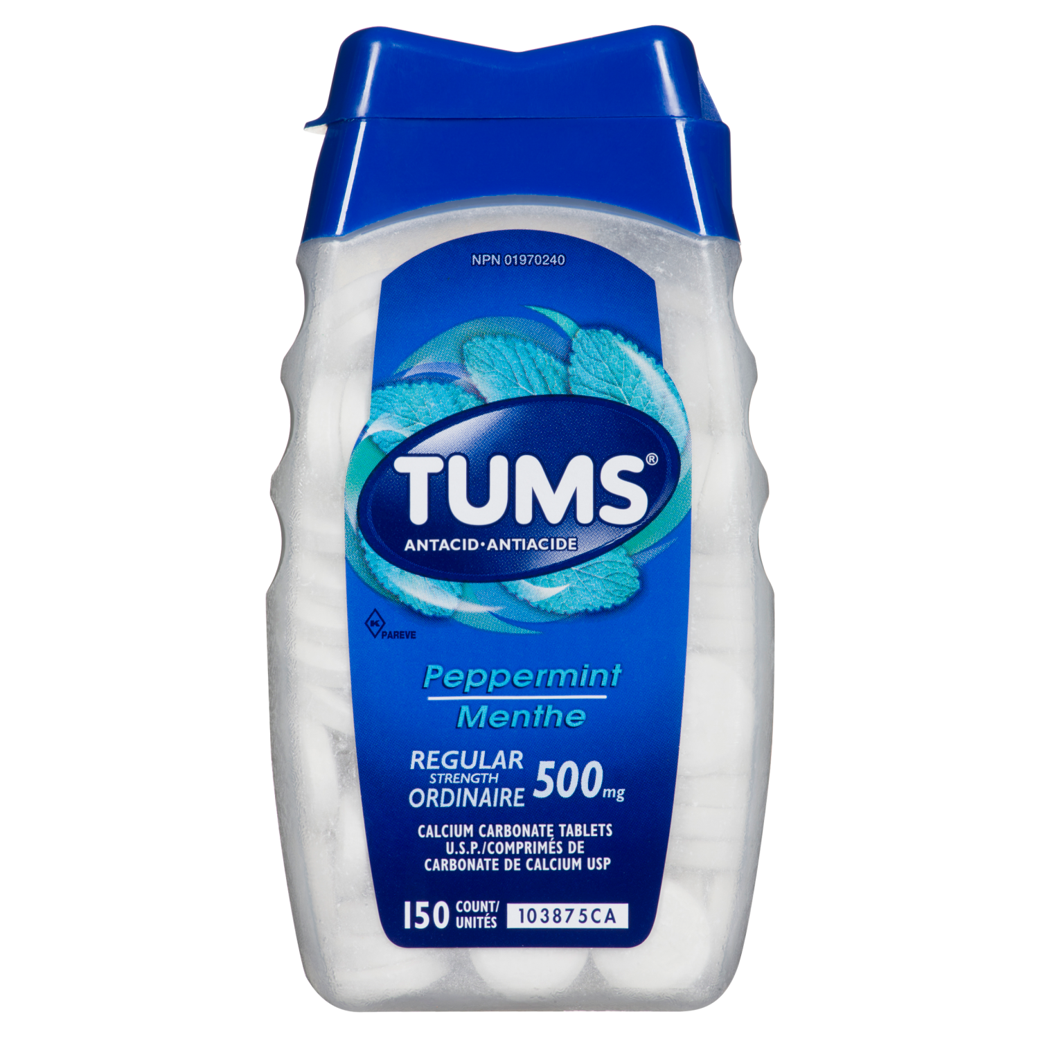 Tums Peppermint Regular Strength 500 mg Antacid, 150 Count - WeShine.ca ...