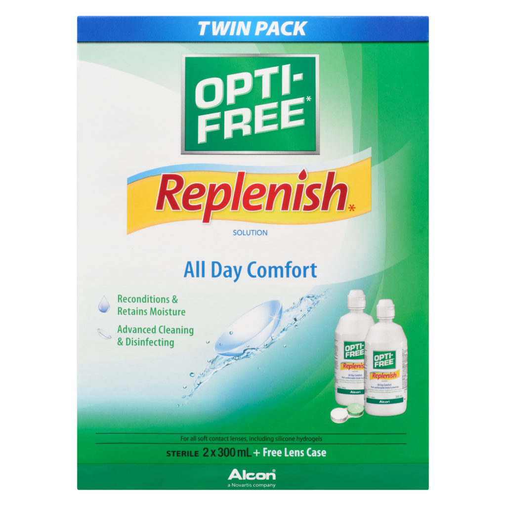 Opti-Free Replenish Solution All Day Comfort Twin Pack, 2 x 300 ml ...