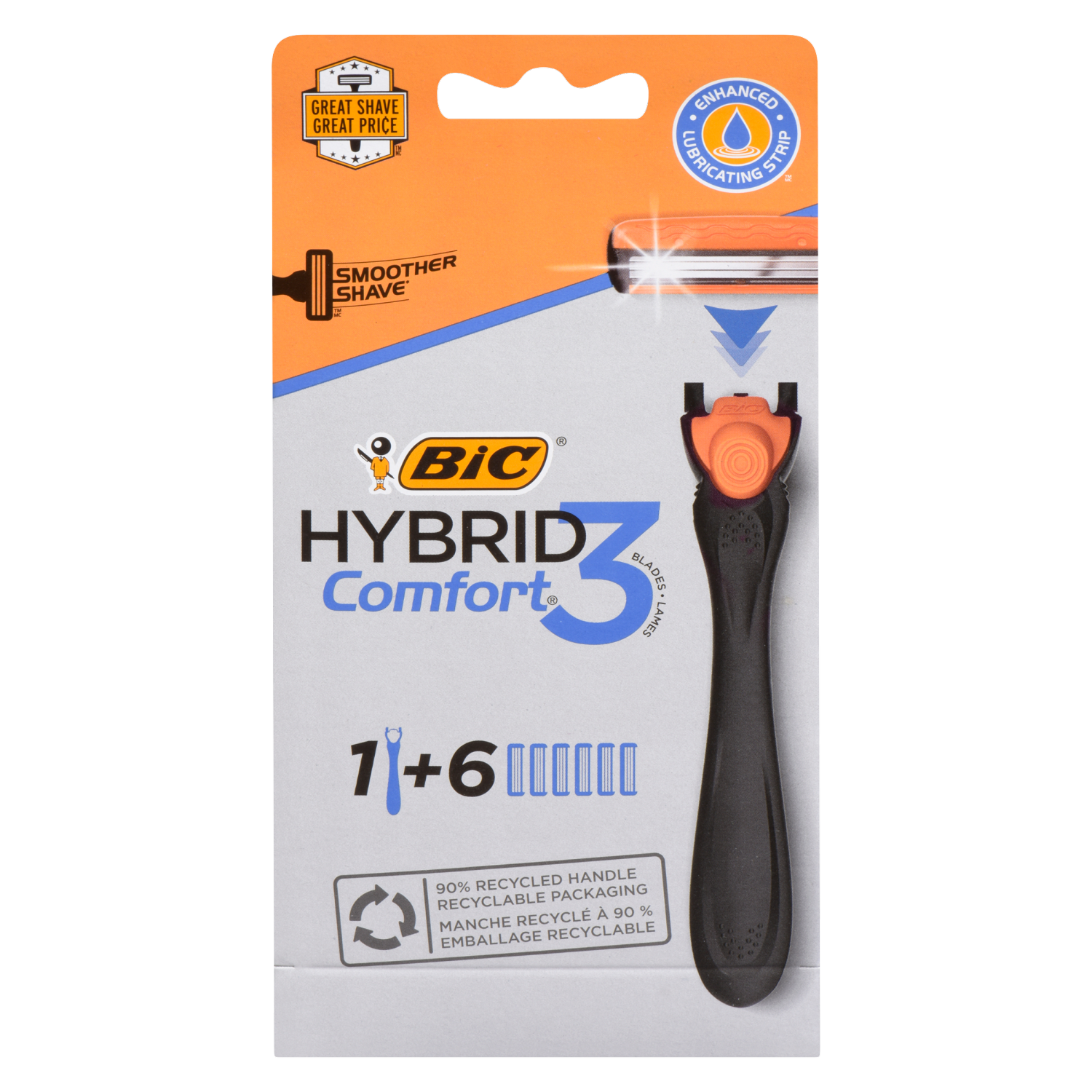 Bic Comfort 3 Hybrid Blades, 1 Razor and 6 Cartridges - WeShine.ca ...
