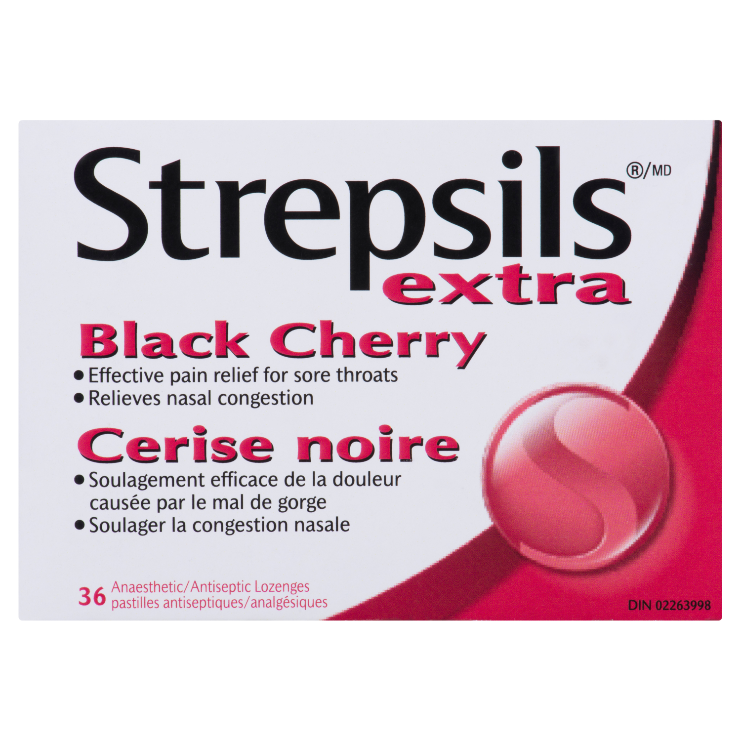 Strepsils Extra Black Cherry, 36 Anaesthetic/Antiseptic Lozenges ...