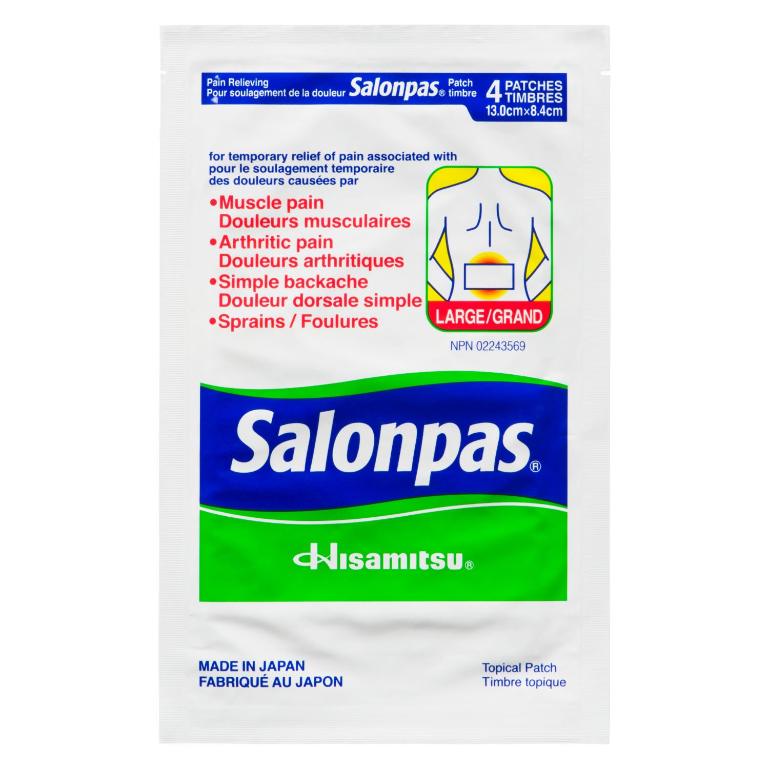 Salonpas Topical Patch Large, 4 Patches - WeShine.ca | Health & Beauty ...