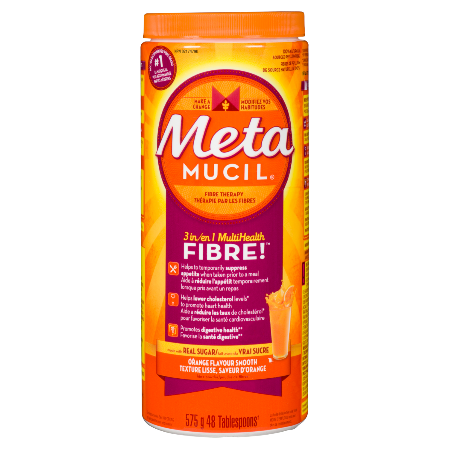 Metamucil Orange Flavour Smooth Fibre Powder, 575 g - WeShine.ca ...